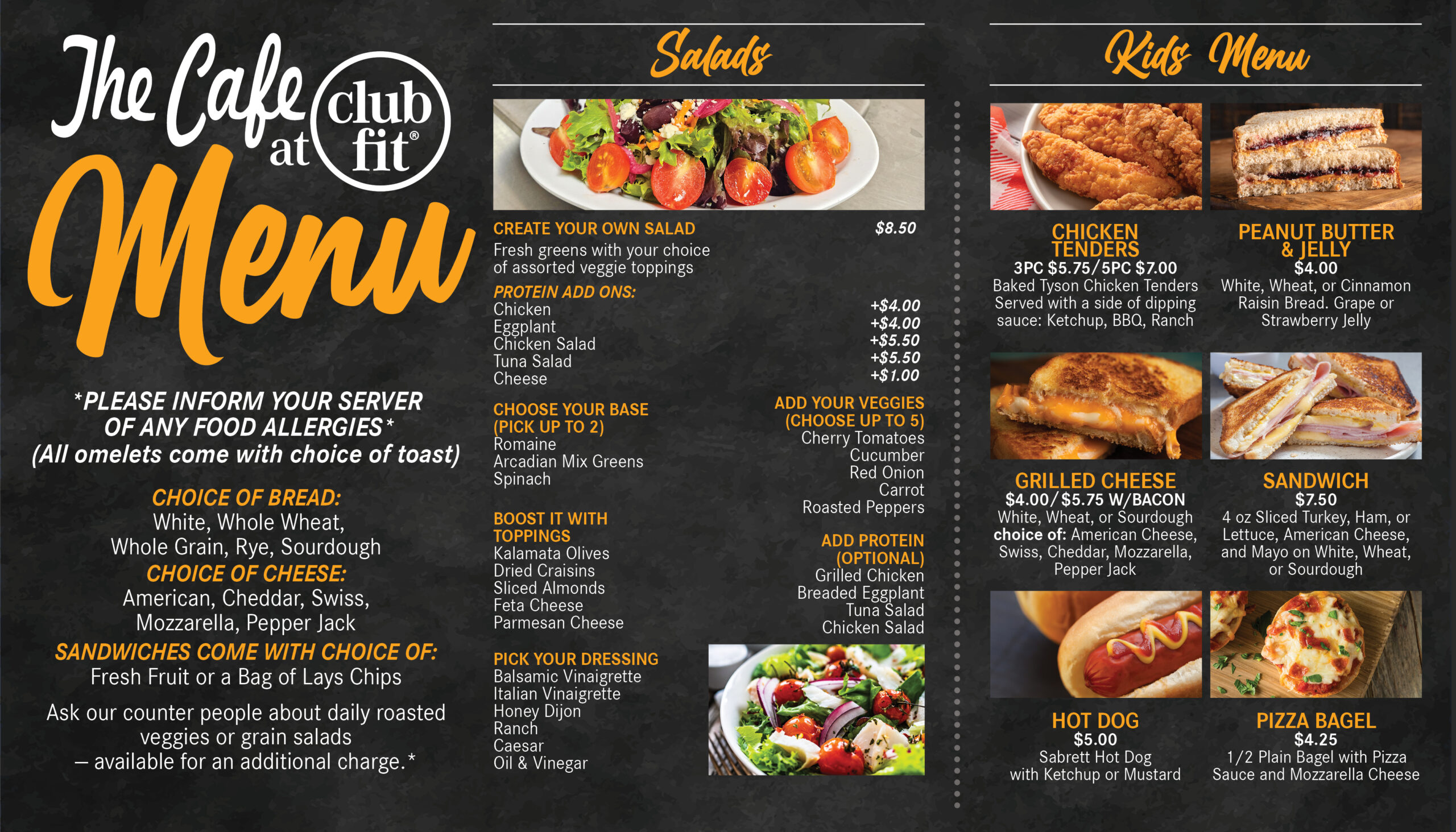 New Cafe Menu | Club Fit